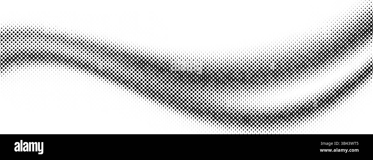 Black halftone dot wave pattern. Abstract grain fluid texture. Dotted ...