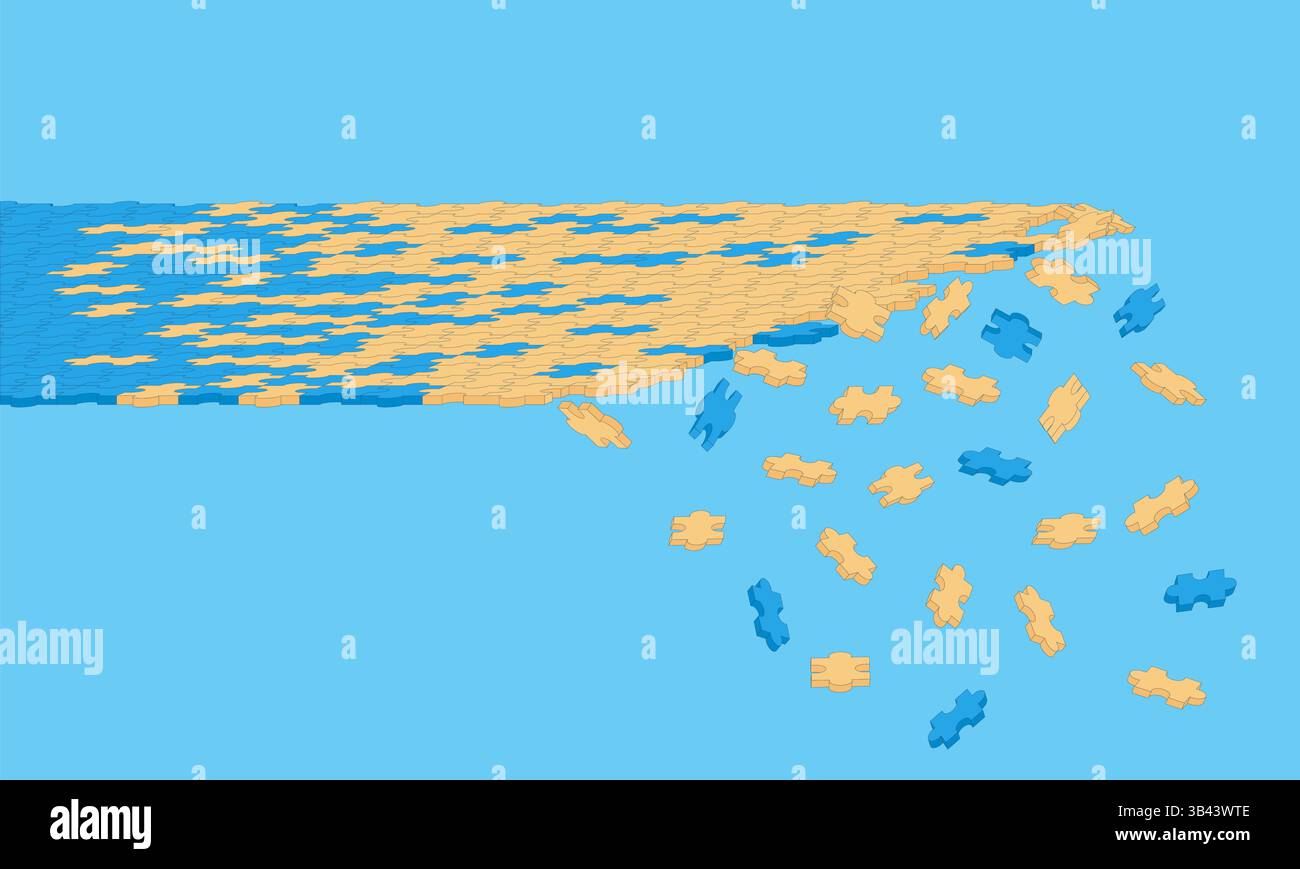 Vector concept illustration of loose puzzle pieces falling down Stock ...
