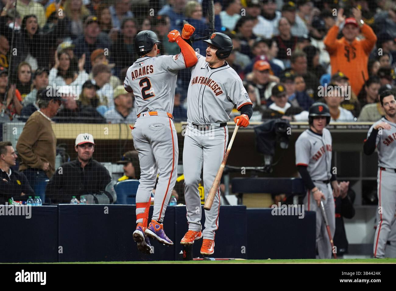 San Francisco Giants' Willy Adames (2) celebrates with Matt Chapman ...