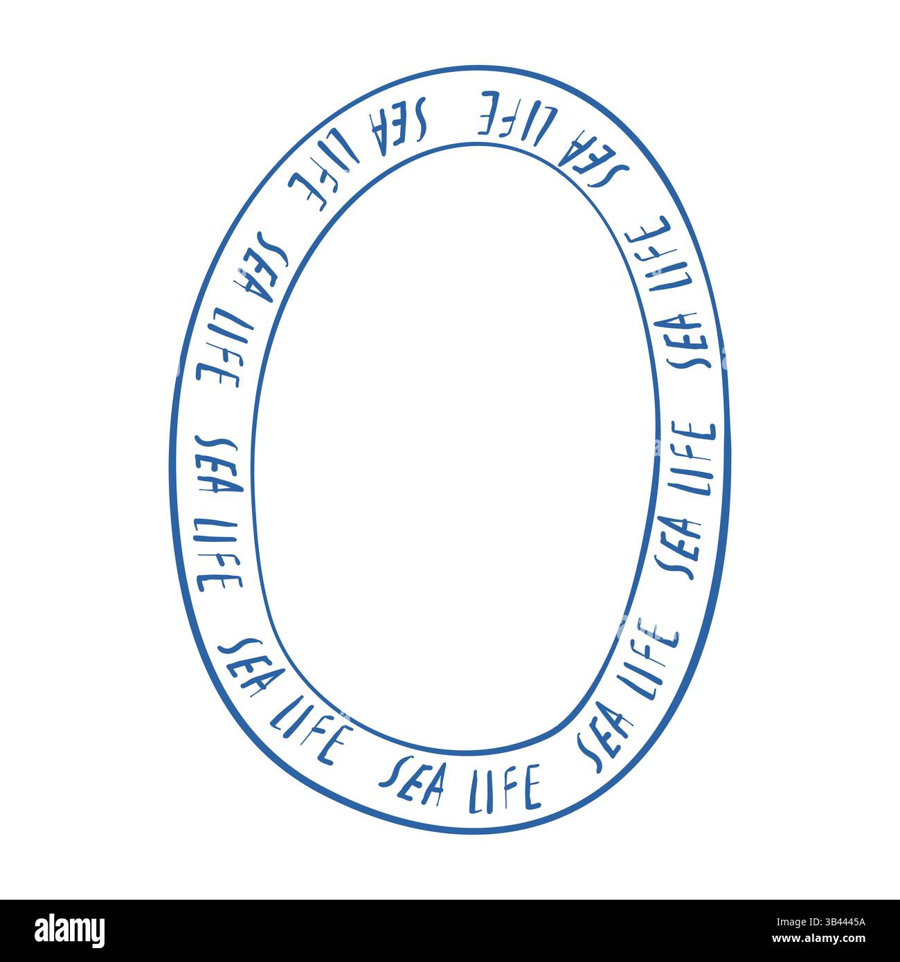 Hand drawn text frame with sea life lettering on white background for ...