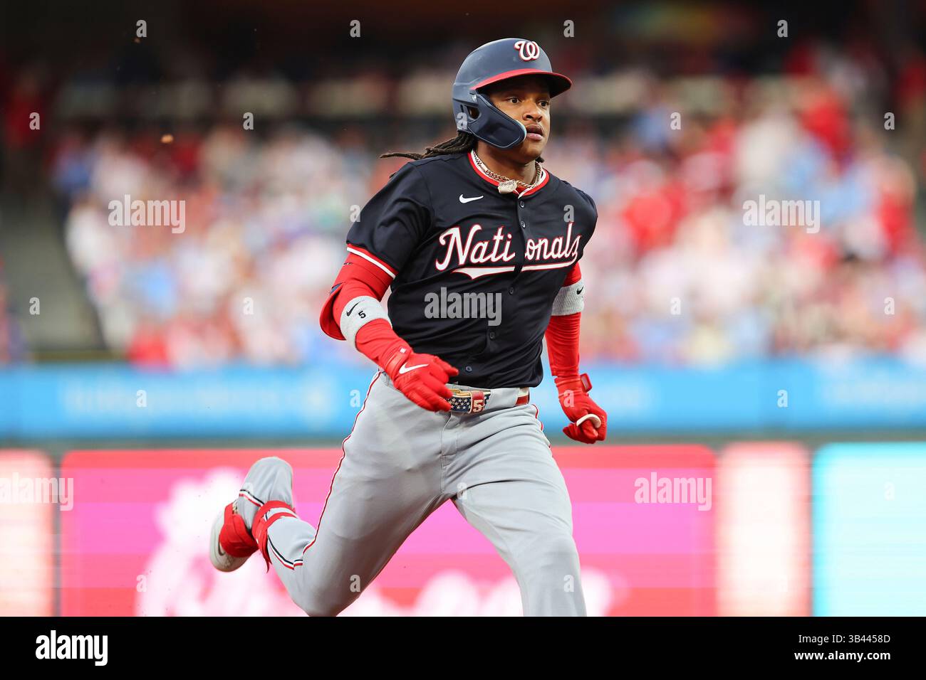 PHILADELPHIA, PA - APRIL 29: CJ Abrams #5 of the Washington Nationals ...