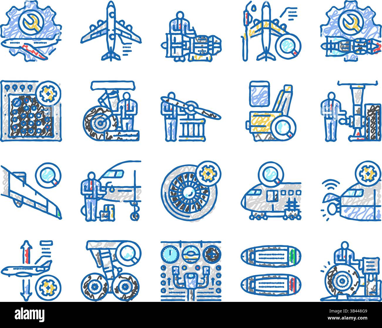 aircraft mechanic icons hand drawn Stock Vector Image & Art - Alamy