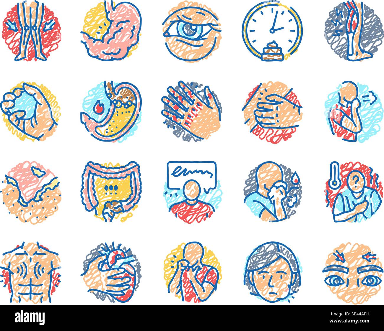 disease symptom health icons hand drawn Stock Vector Image & Art - Alamy