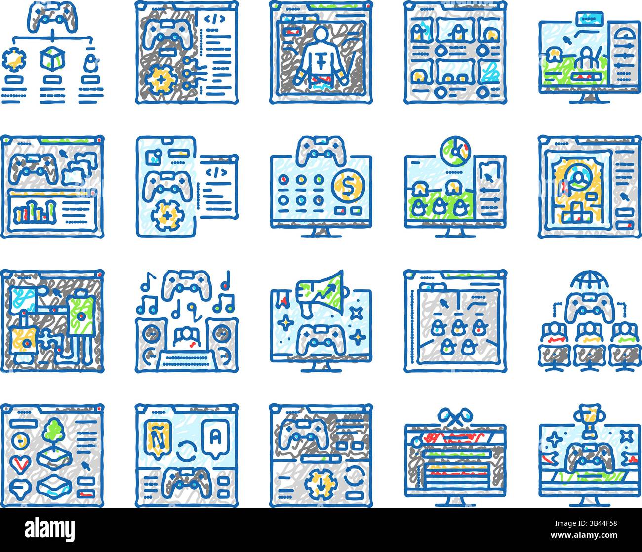 game development computer icons hand drawn Stock Vector Image & Art - Alamy