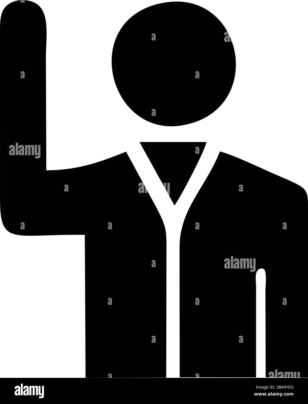 Simple black and white person icon with raised hand Stock Vector Image ...