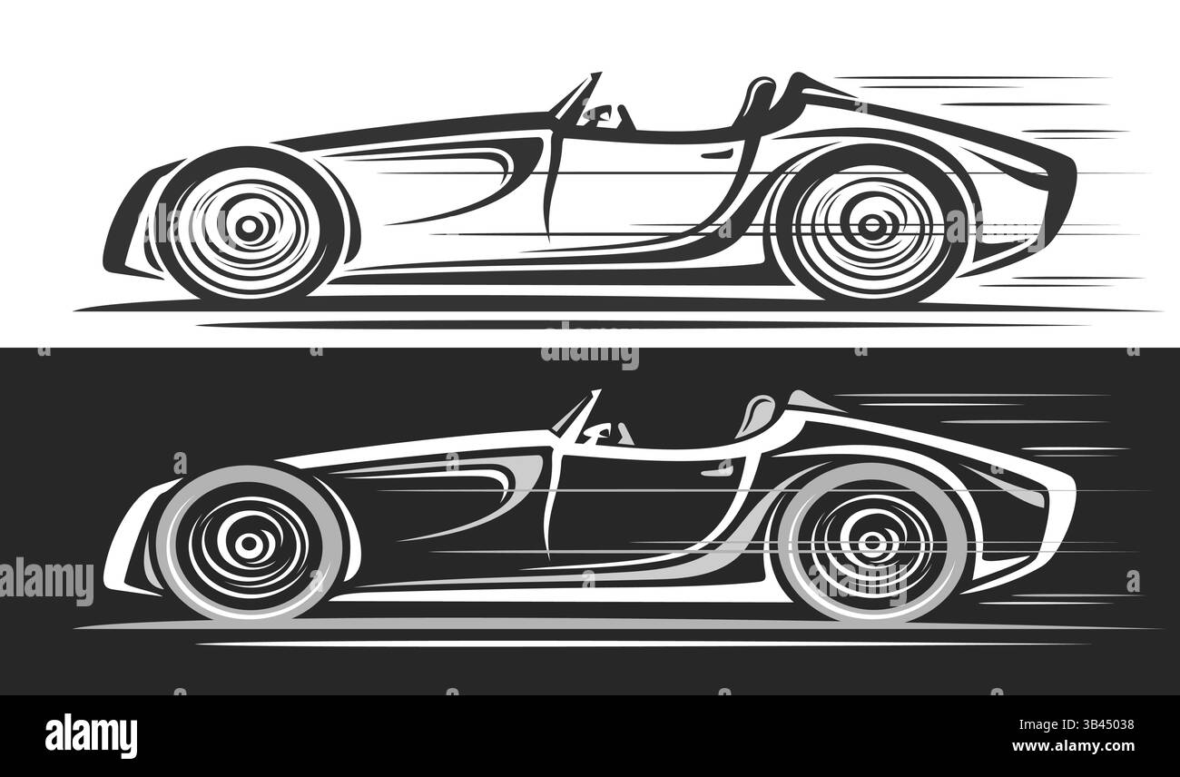 Vector logo for Retro Race Car, monochrome automotive banners with ...