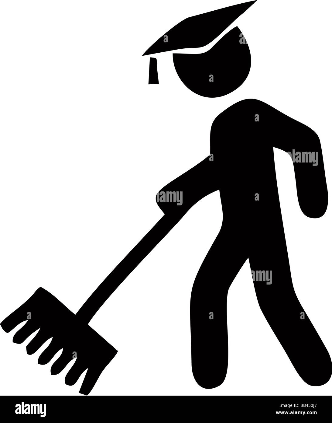 A simple black and white silhouette of a graduated student pushing a ...