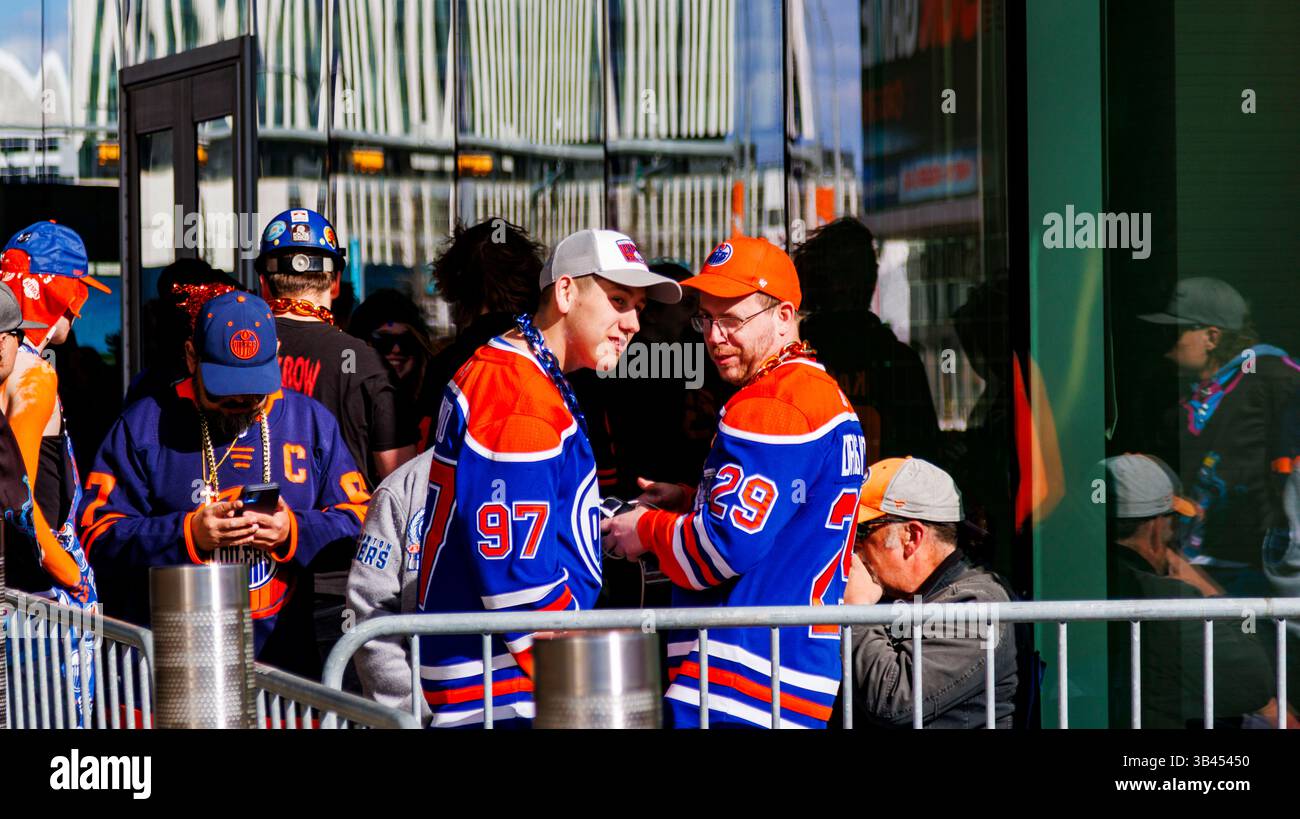 Edmonton, Canada. 29th Apr, 2025. The First 2 Edmonton Oilers fans ...