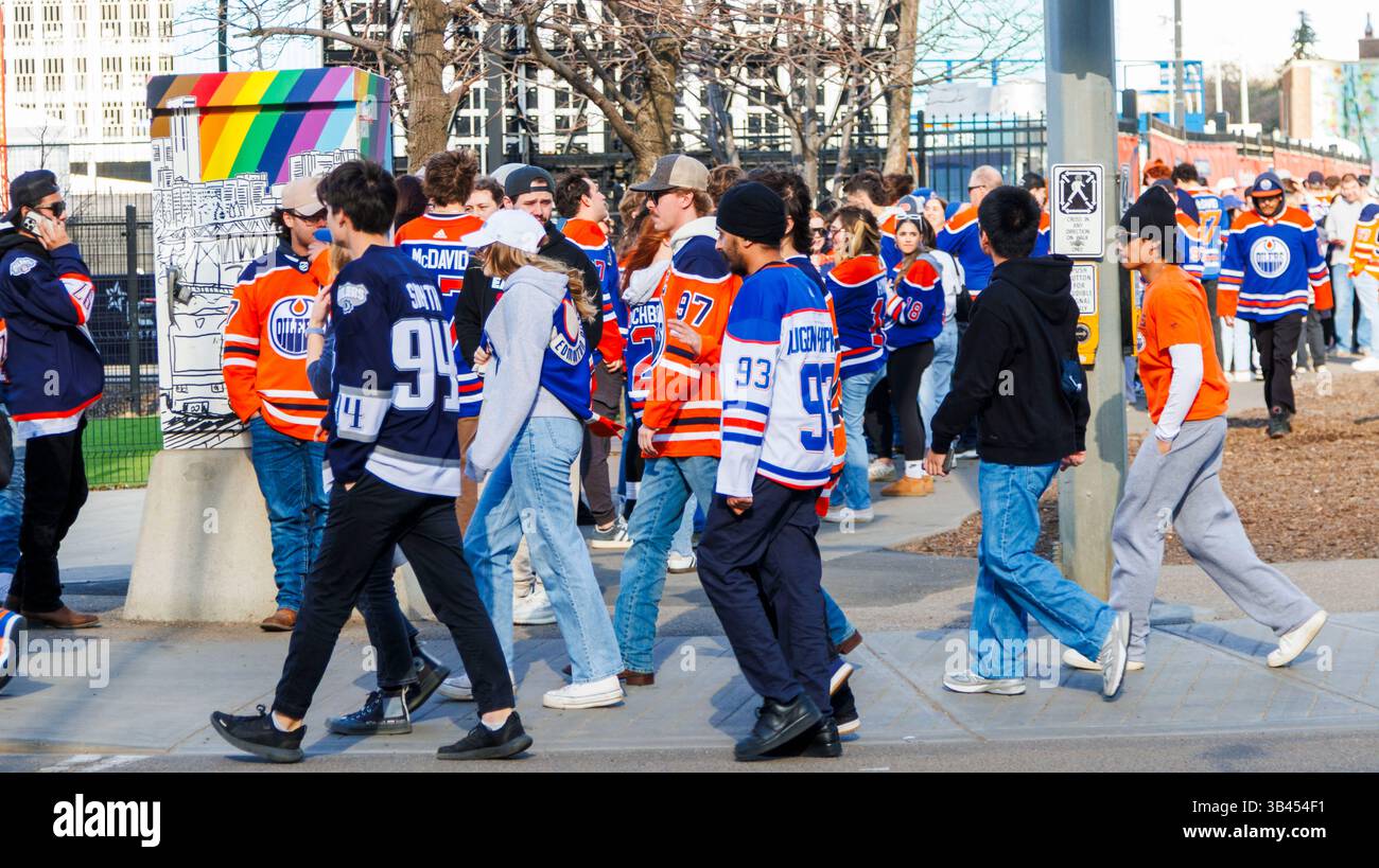 Edmonton Oilers fans start lining up 3 hours before game time for the ...