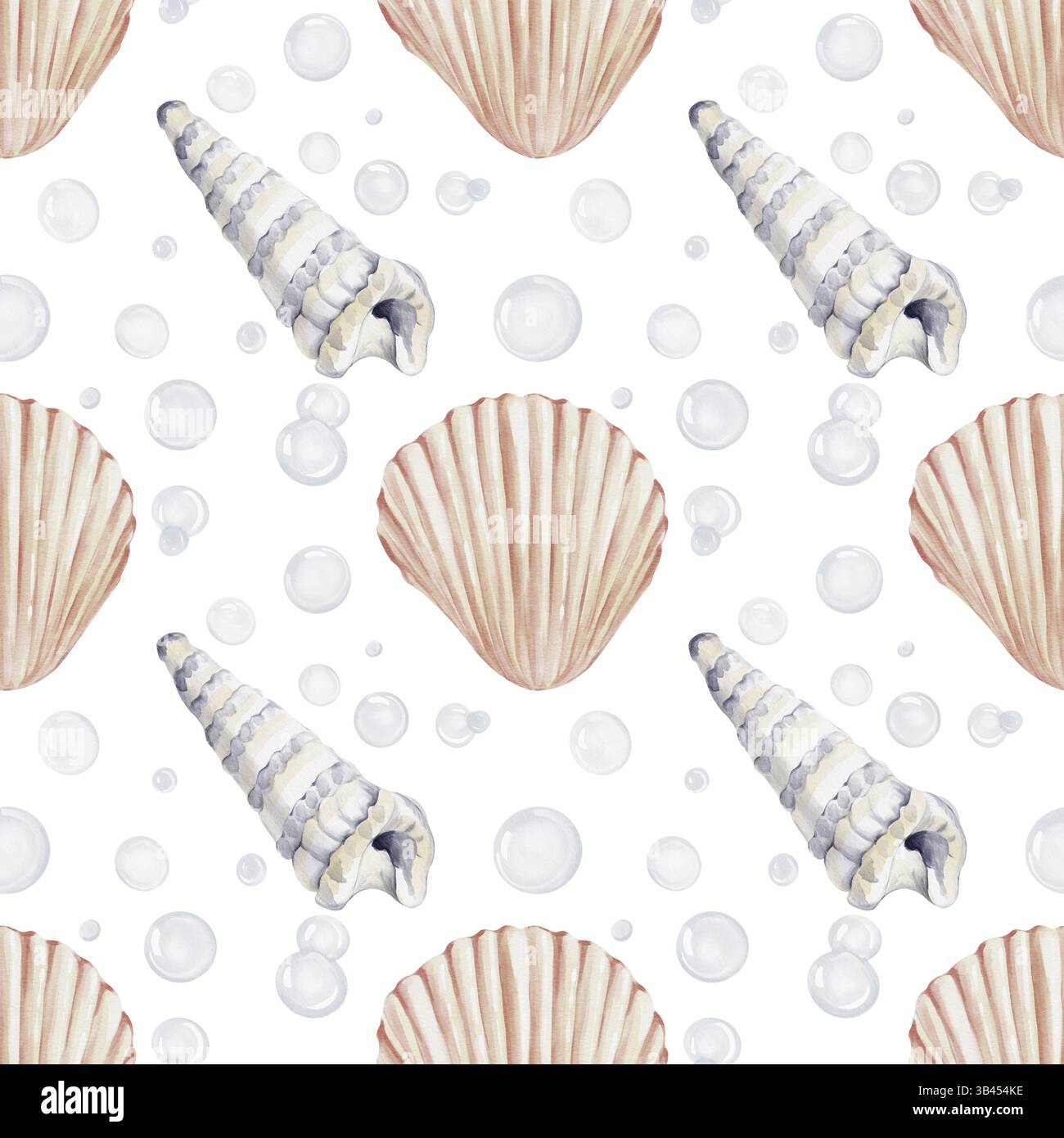 Seamless pattern with seashells and shells of mollusks and snails. Sea ...