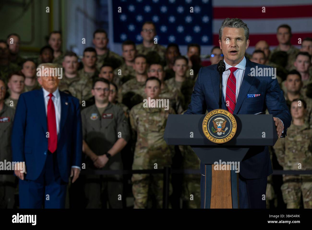 Secretary of Defense Pete Hegseth delivers remarks to troops alongside ...