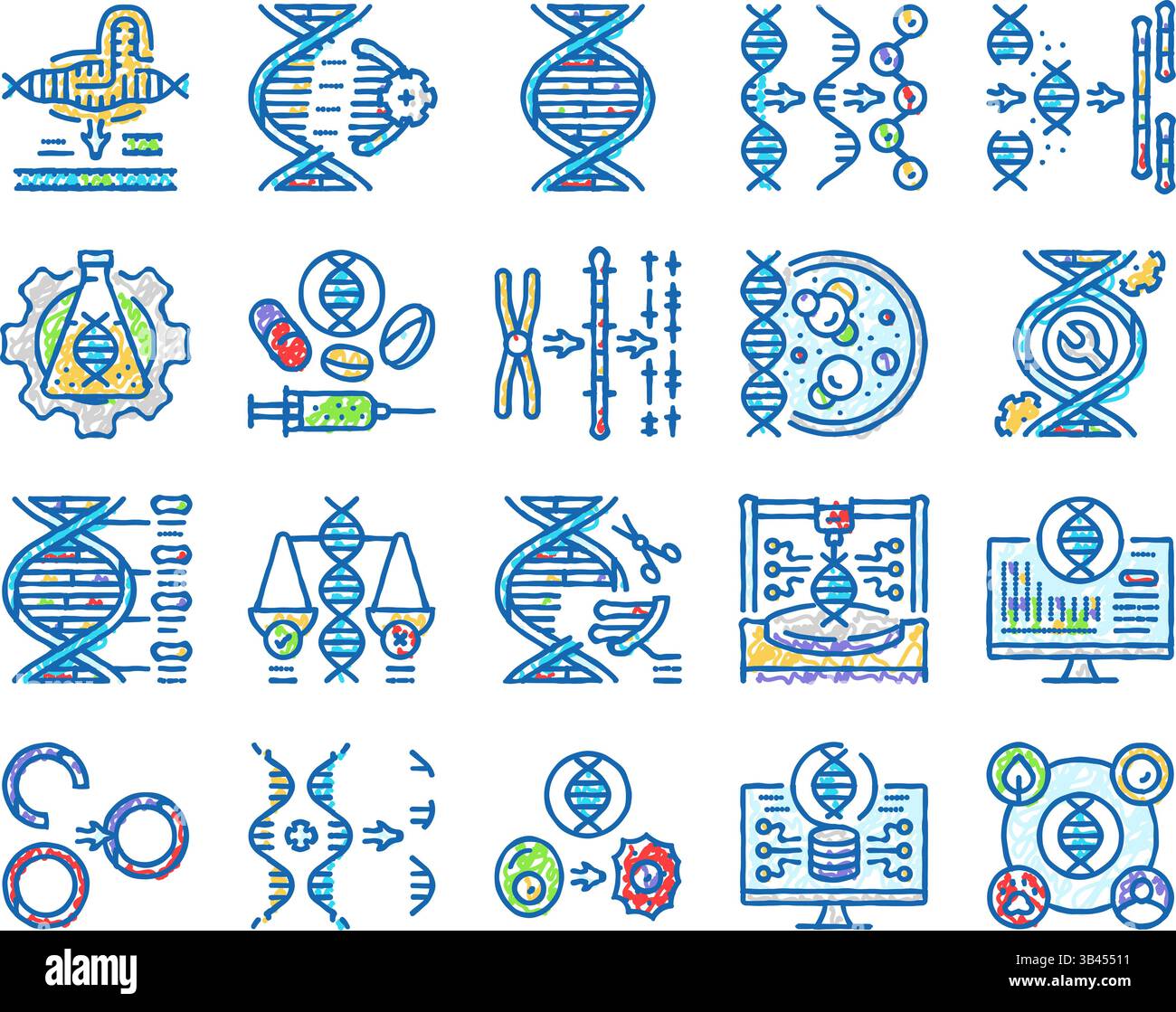 cryptogenetics dna gene helix icons hand drawn Stock Vector Image & Art ...