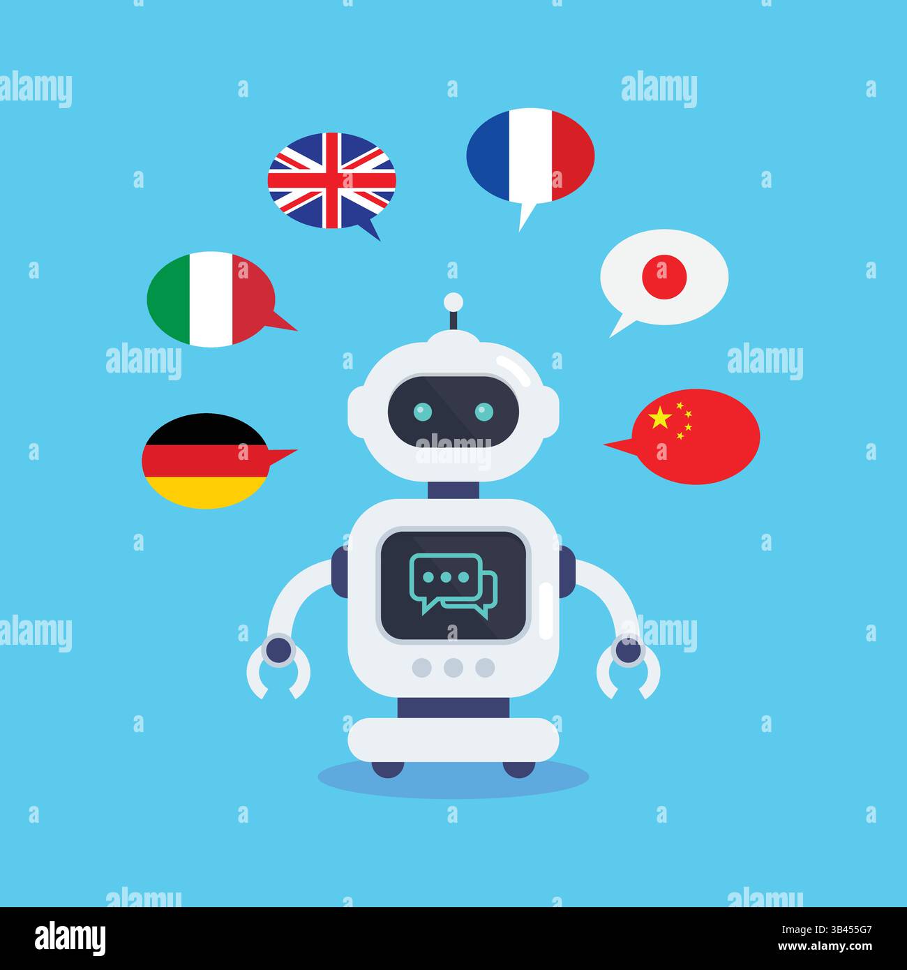 Language learning with artificial intelligence. Artificial Intelligence chatbot translator ...