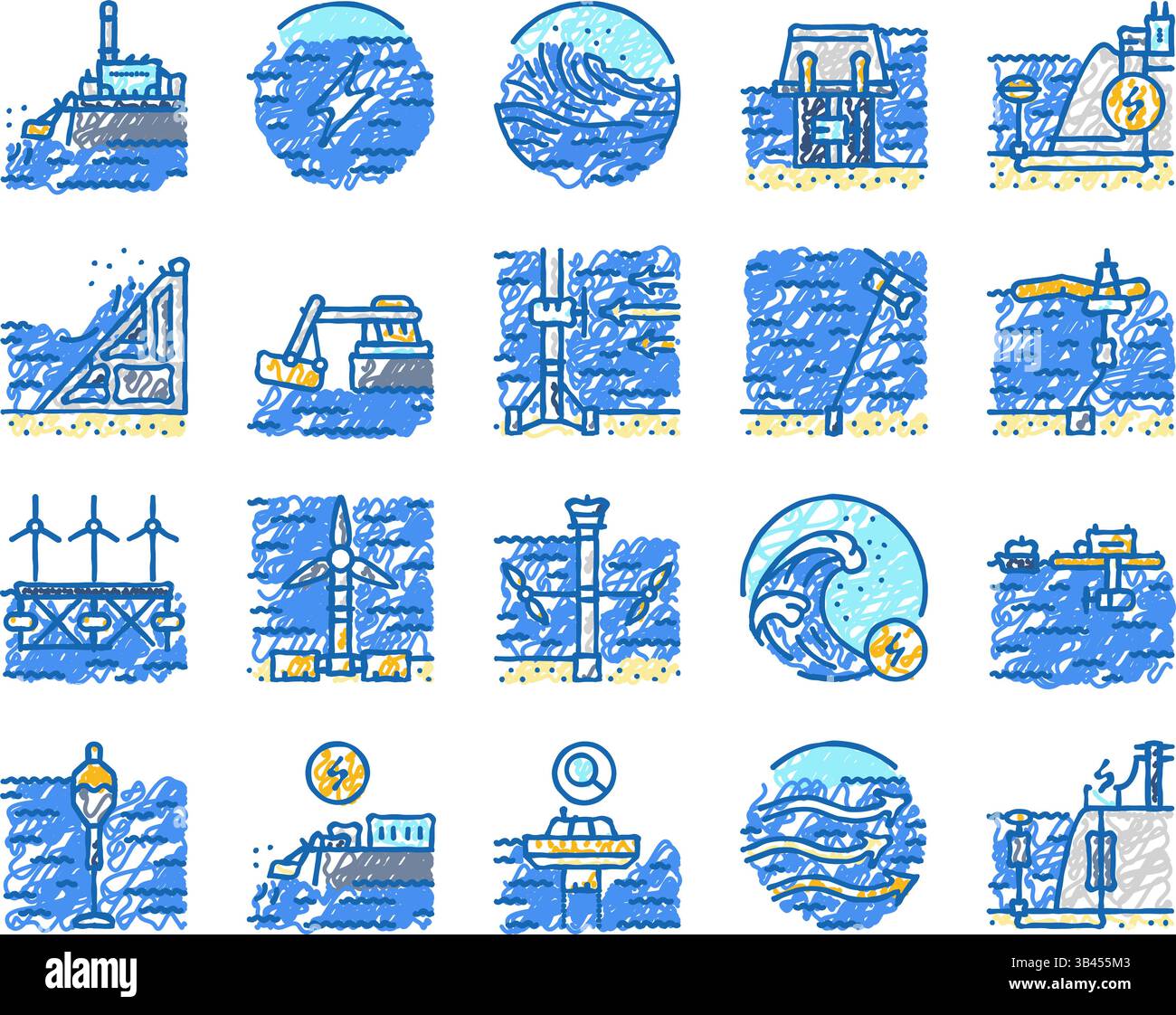 wave energy power tidal icons hand drawn Stock Vector Image & Art - Alamy