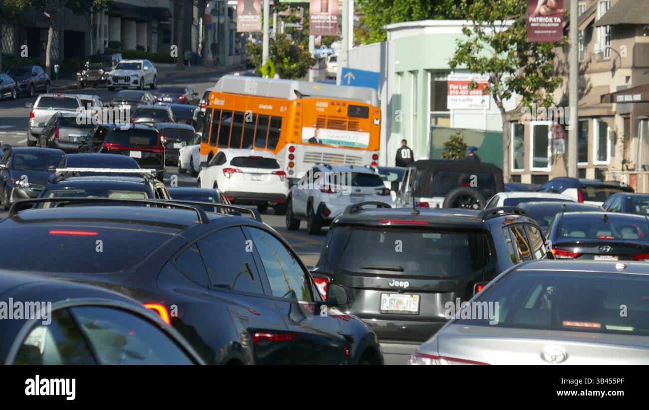 Los Angeles, California, USA 29th April 2025 Gridlock traffic on Sunset ...