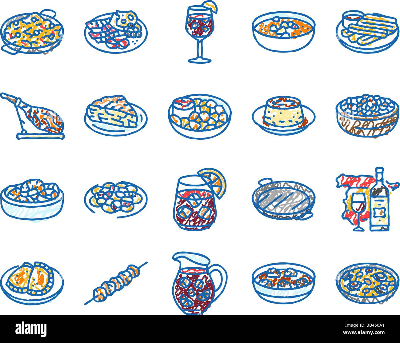 Top view spanish tapas Stock Vector Images - Alamy