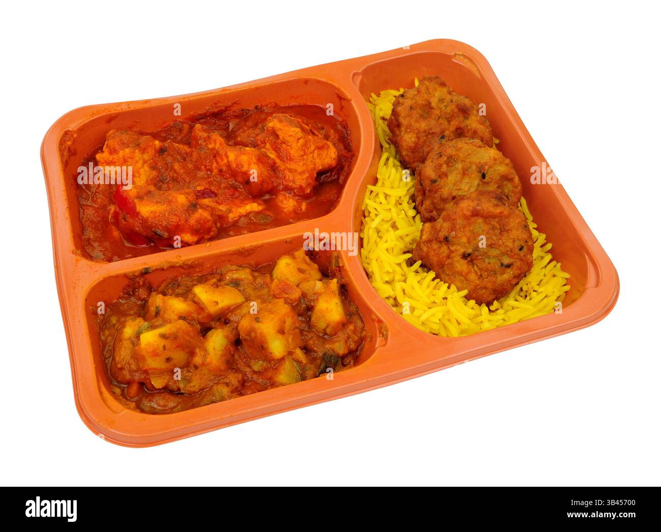 Chicken jalfrezi Indian curry ready meal with pilau rice, Bombay ...