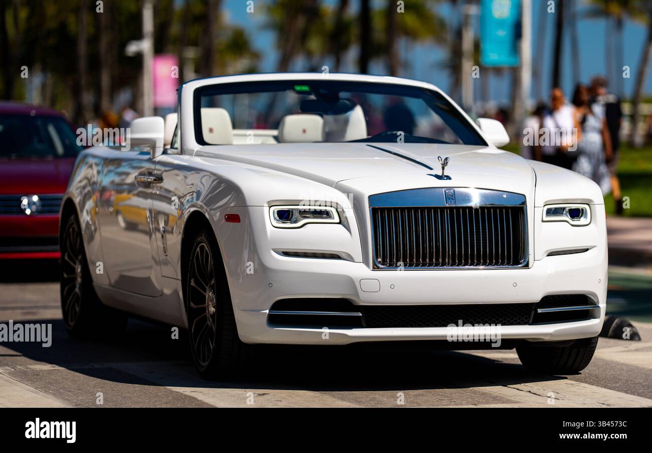 April 3, 2025. Miami. Rolls Royce luxury car. Phantom Rolls Royce on ...