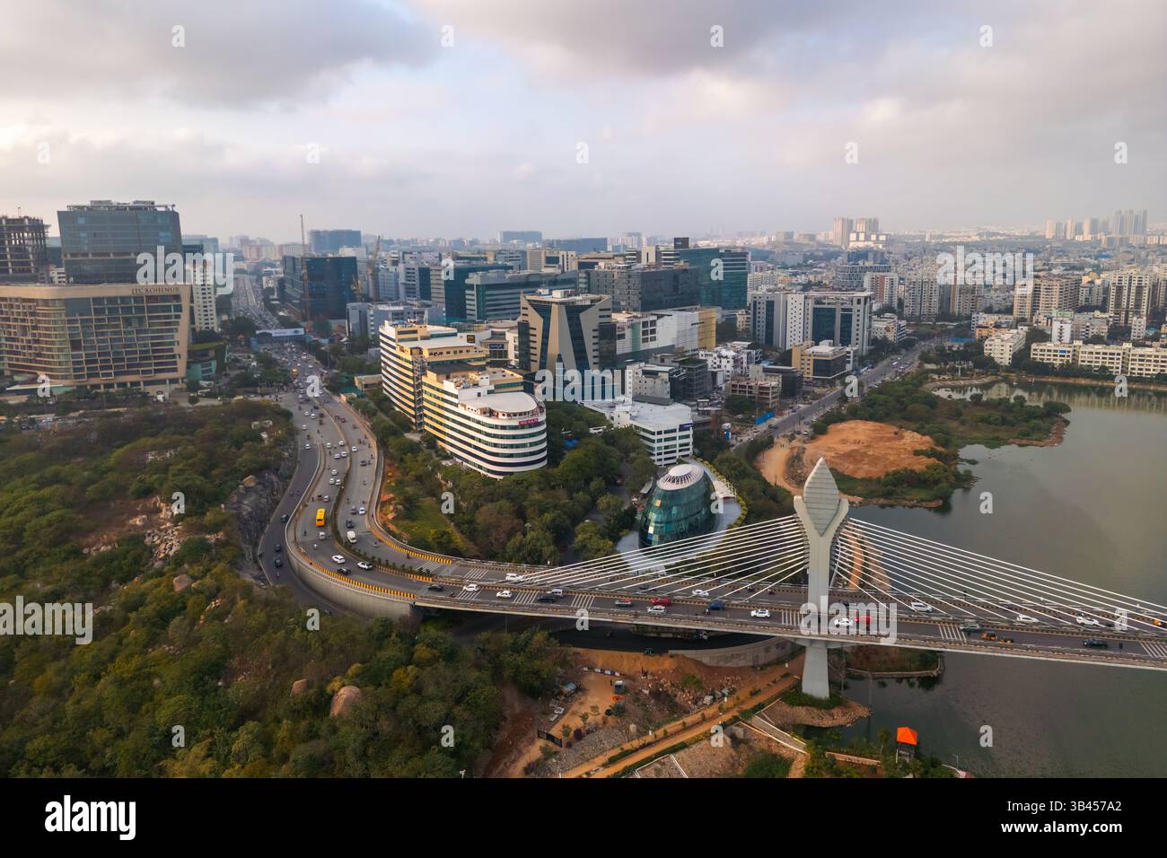 Hyderabad, INDIA - December 09, 2023 : Aerial view of Hitec city Durgam ...