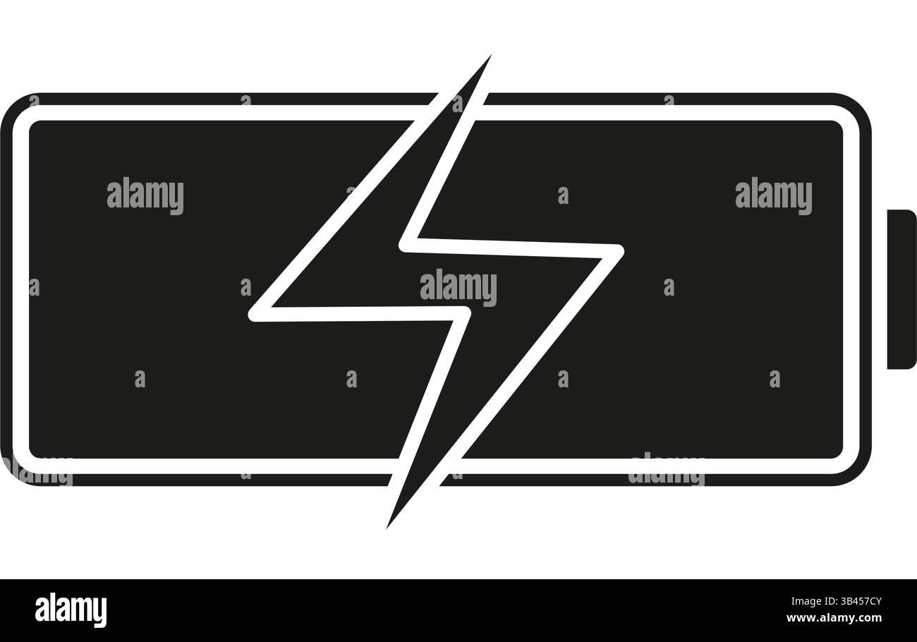 Black battery icon with bold lightning bolt in the center, symbolizing ...
