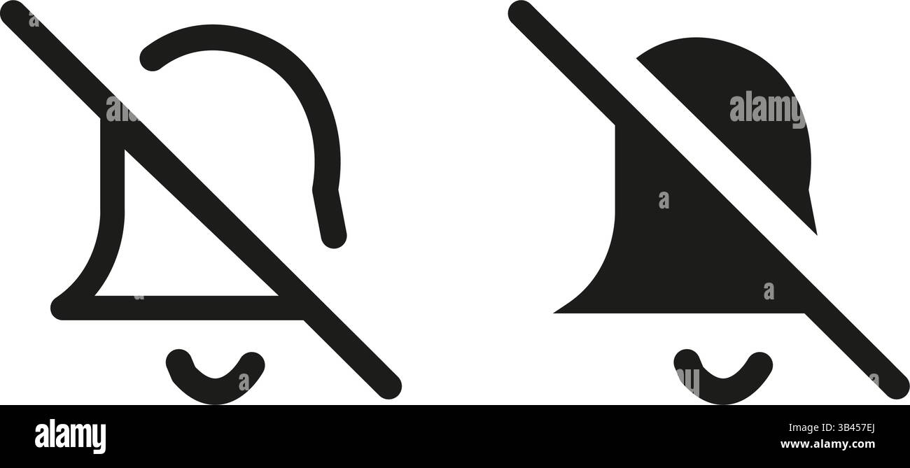two black silent notification icons showing muted bell symbol with ...