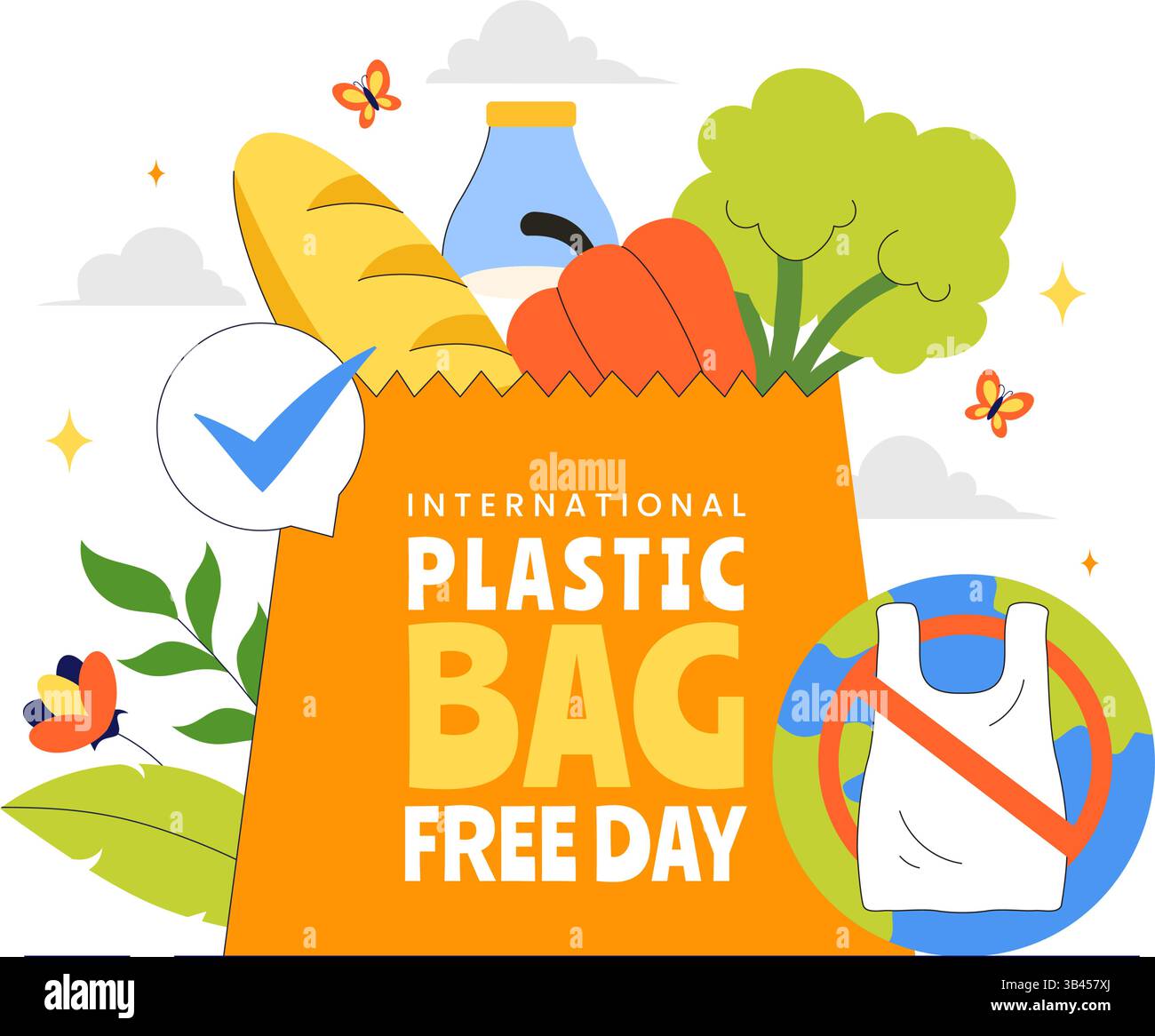 International Plastic Bag Free Day Vector Illustration on July 3 ...