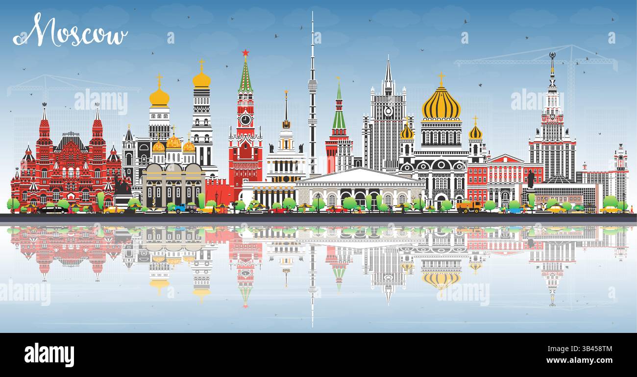 River tall buildings sky architecture Stock Vector Images - Alamy