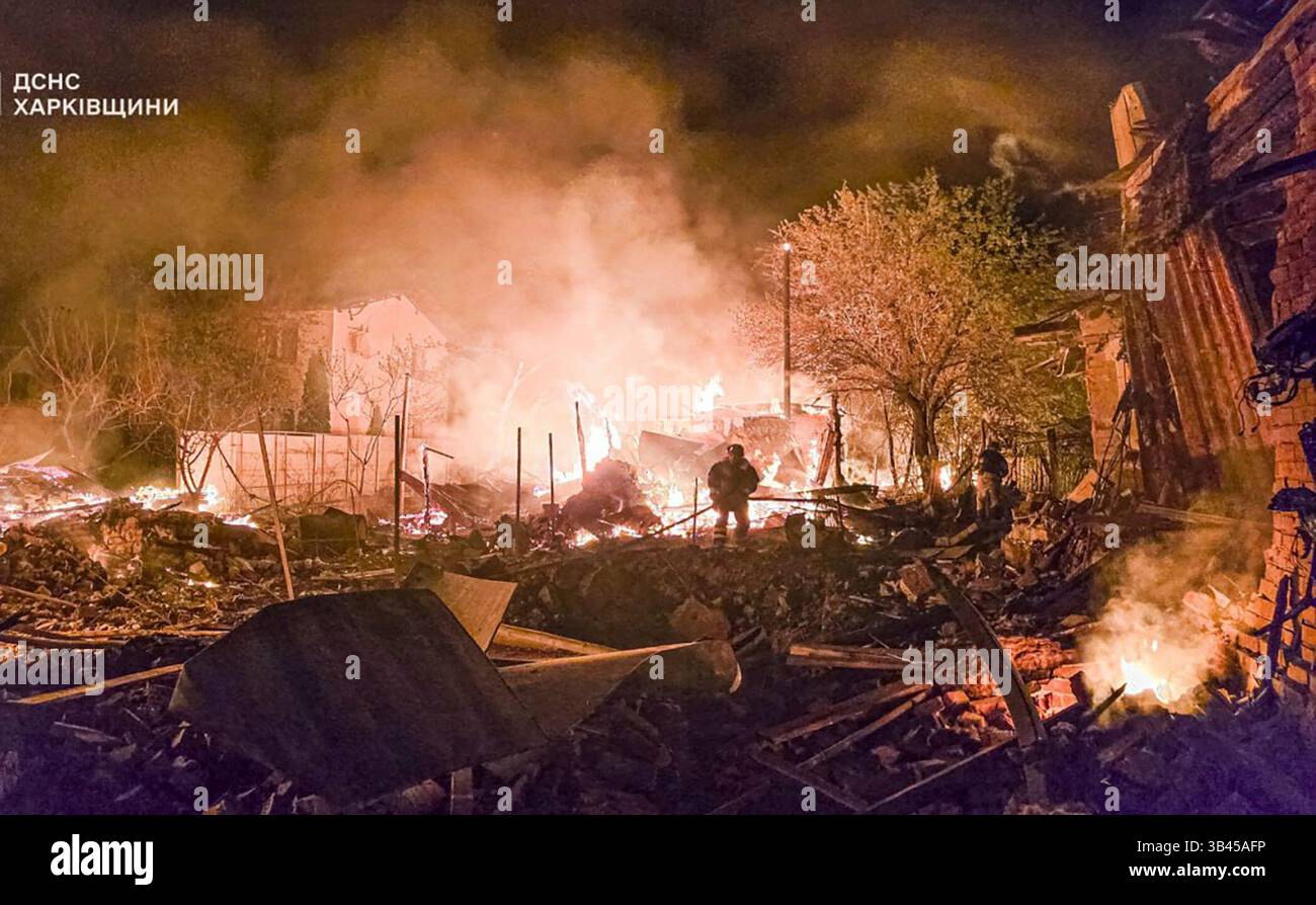 In this photo provided by the Ukrainian Emergency Service, firefighters ...