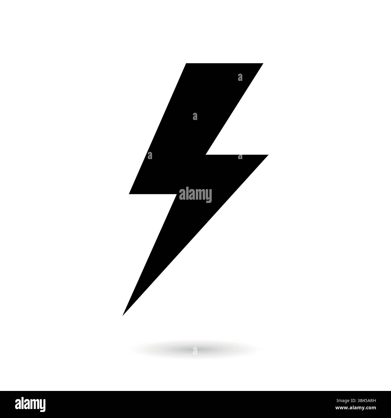 Simple black lightning bolt with soft shadow, symbolizing energy, power ...