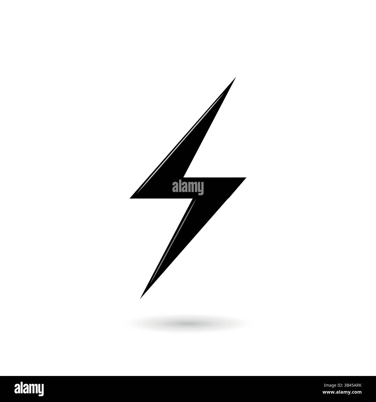 Minimalistic black lightning bolt with a subtle shadow, representing ...