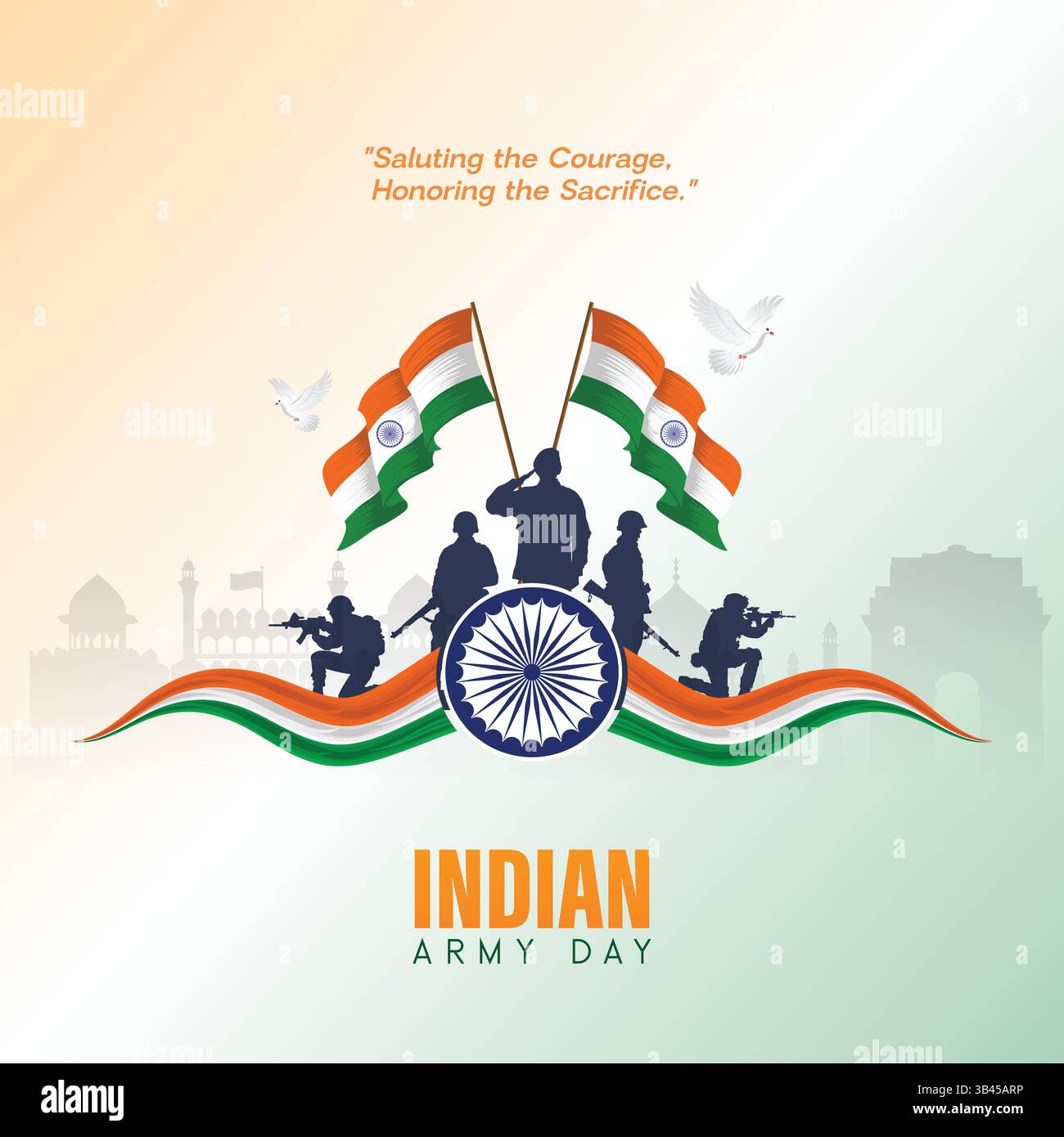 indian army day Poster | with soldier silhouettes, waving flags, ashoka ...