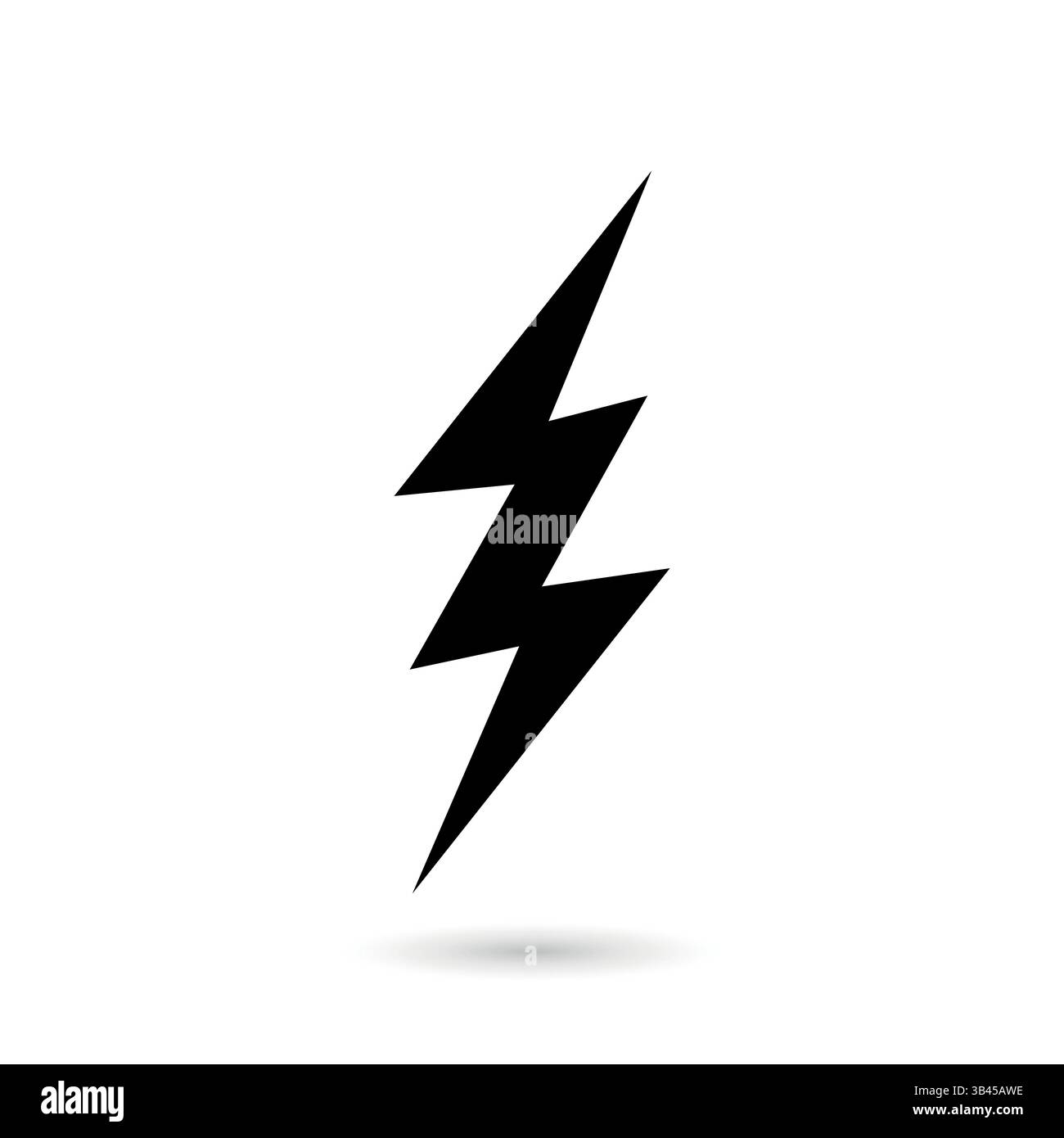 Clean black lightning bolt with jagged edges and soft shadow ...