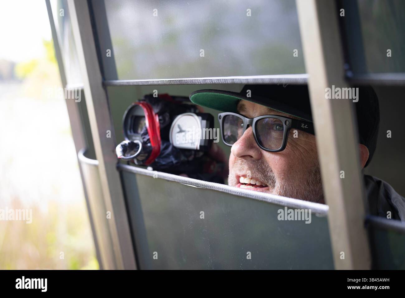 EDITORIAL USE ONLY Plane spotter, Big Jet TV's Jerry Dyer uses a new ...