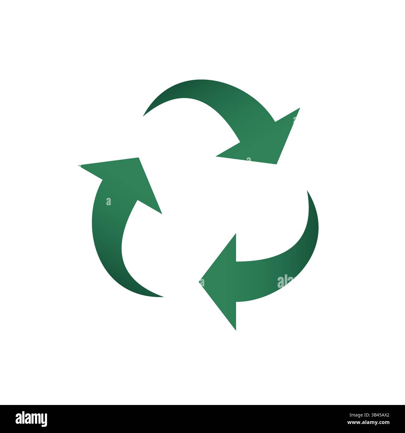 Sleek green recycling symbol with three curved arrows forming a continuous circular loop Stock ...