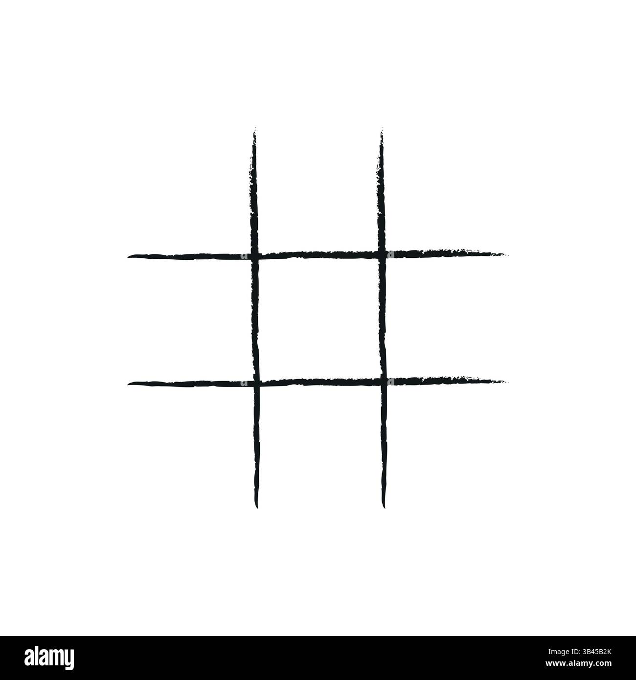 Rough, hand drawn black tic tac toe grid with uneven, textured lines on ...