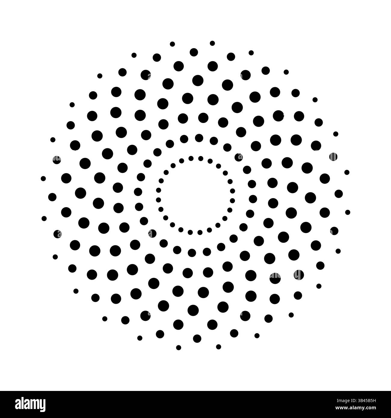 Abstract halftone dot pattern forming a radial ring with central white ...