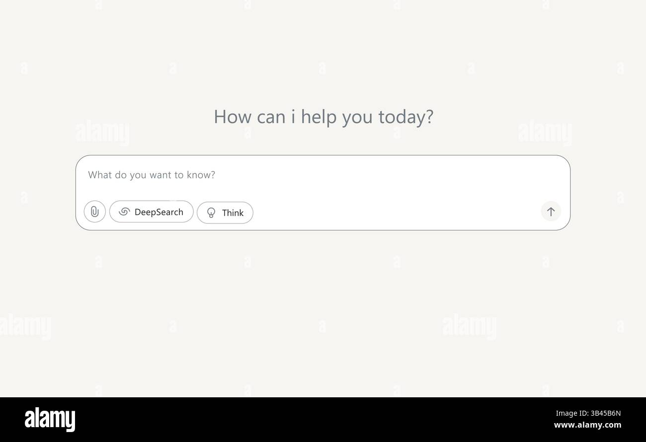 Minimalist chatbot UI featuring search and DeepThink buttons for ...