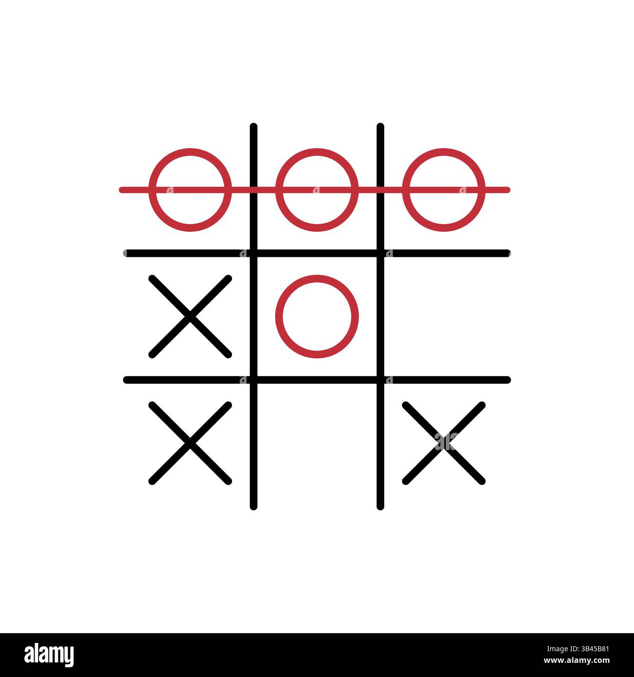A structured tic tac toe board with a winning row of circles marked in ...