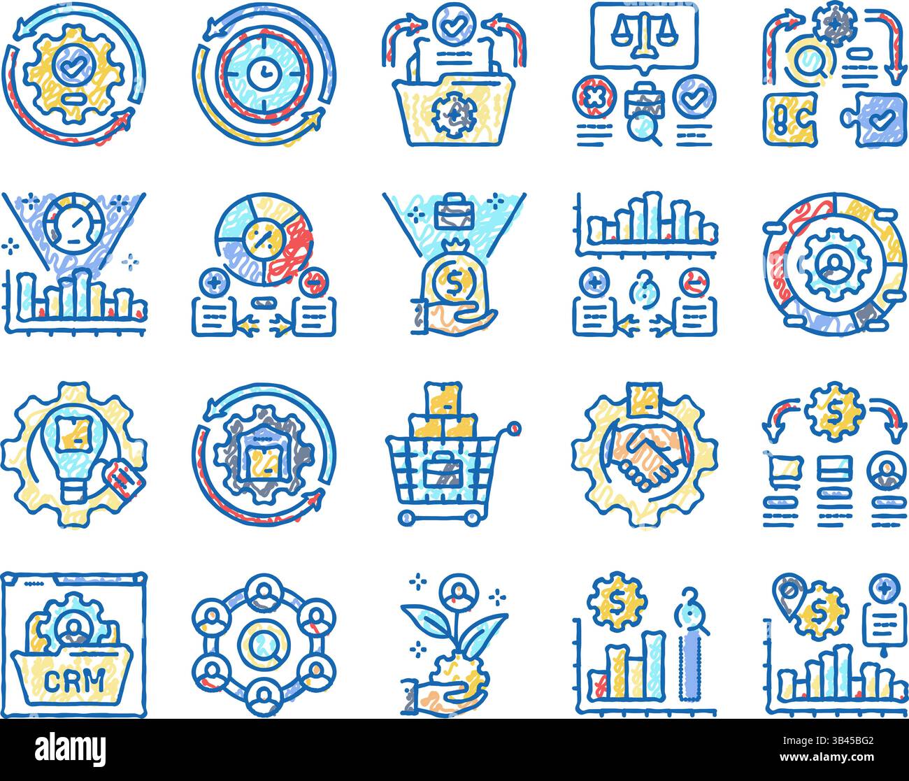 business process efficiency icons hand drawn Stock Vector Image & Art ...