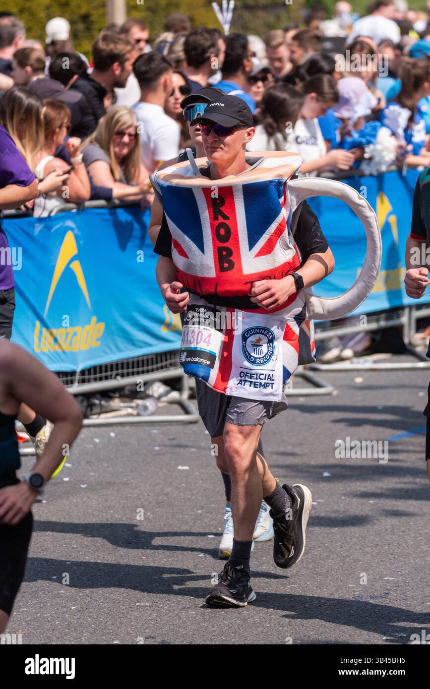 Rob Grylls competing in the 2025 TCS London Marathon, passing through ...