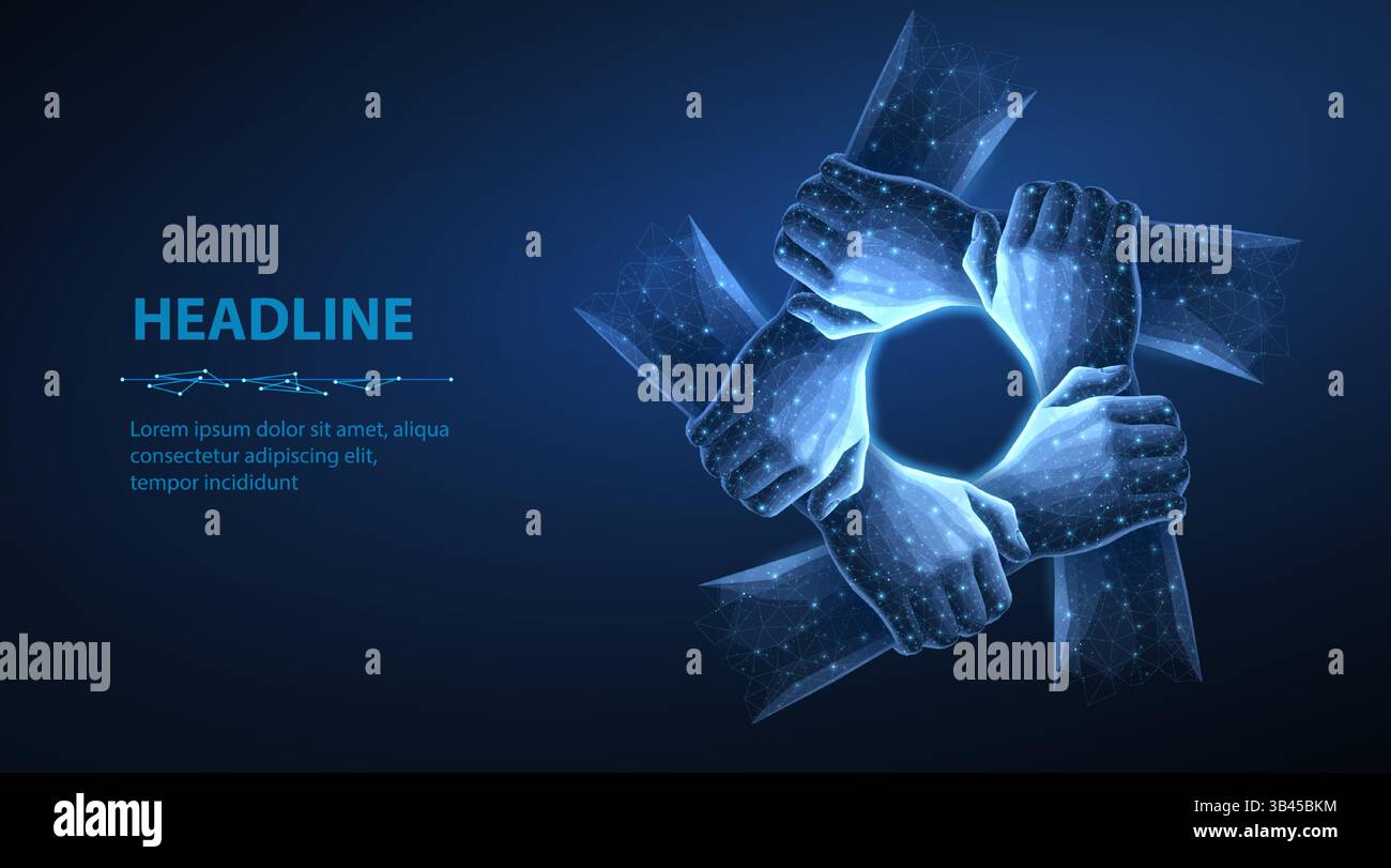 Digital teamwork hands. Together network, unity support, community ...
