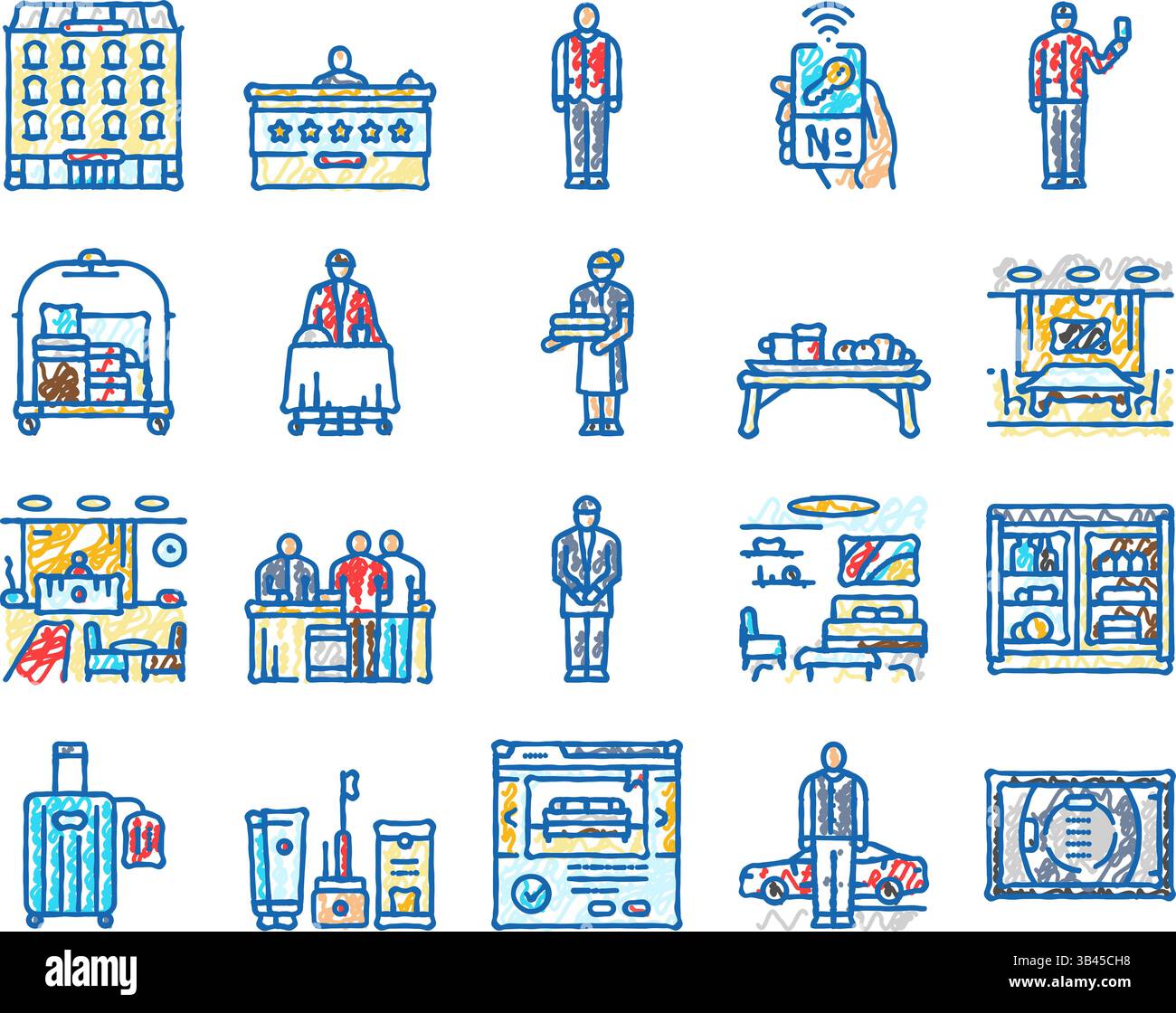 hospitality hotel service icons hand drawn Stock Vector Image & Art - Alamy