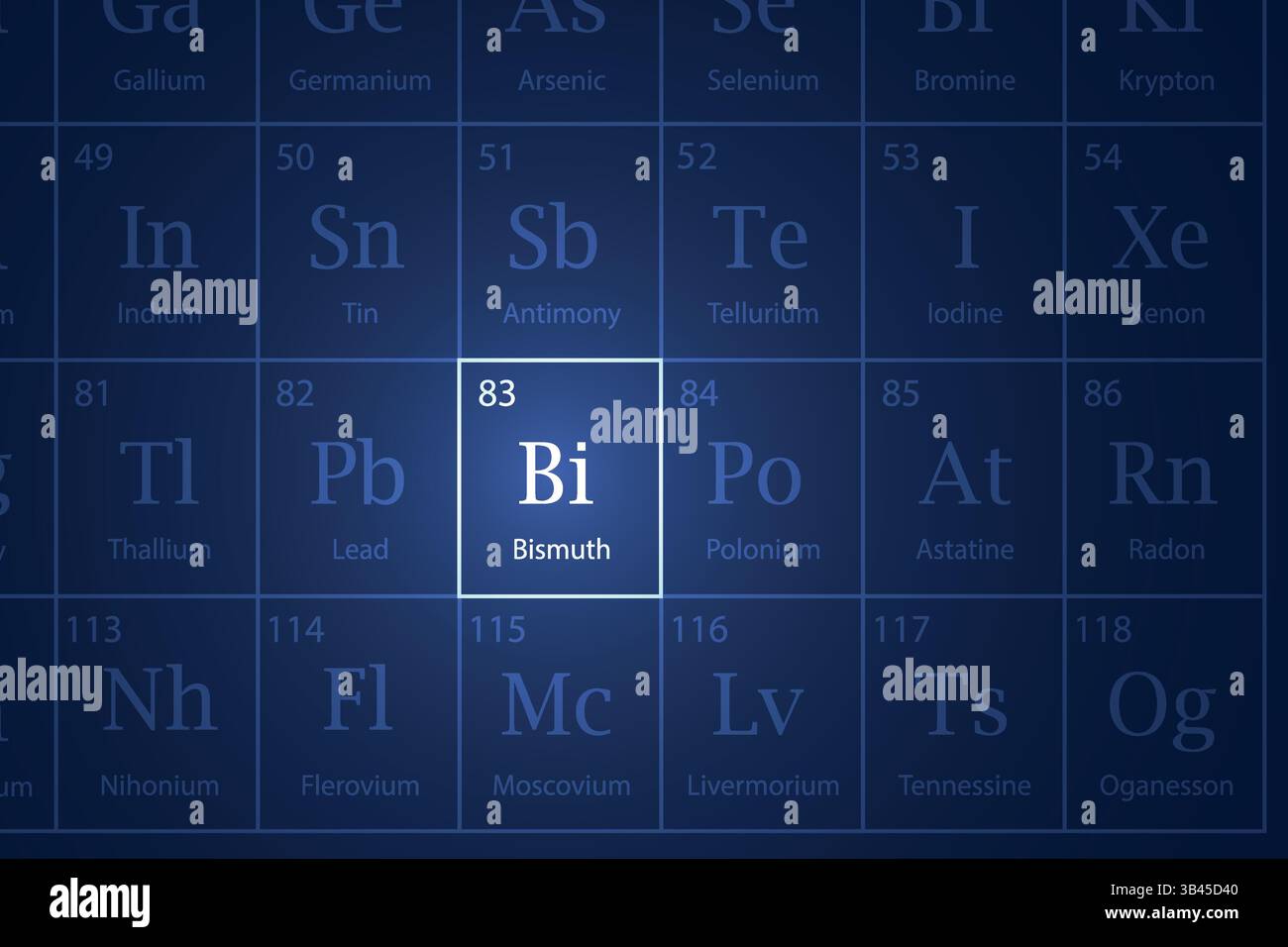 Bismuth highlighted element in periodic table with glowing effect Stock ...