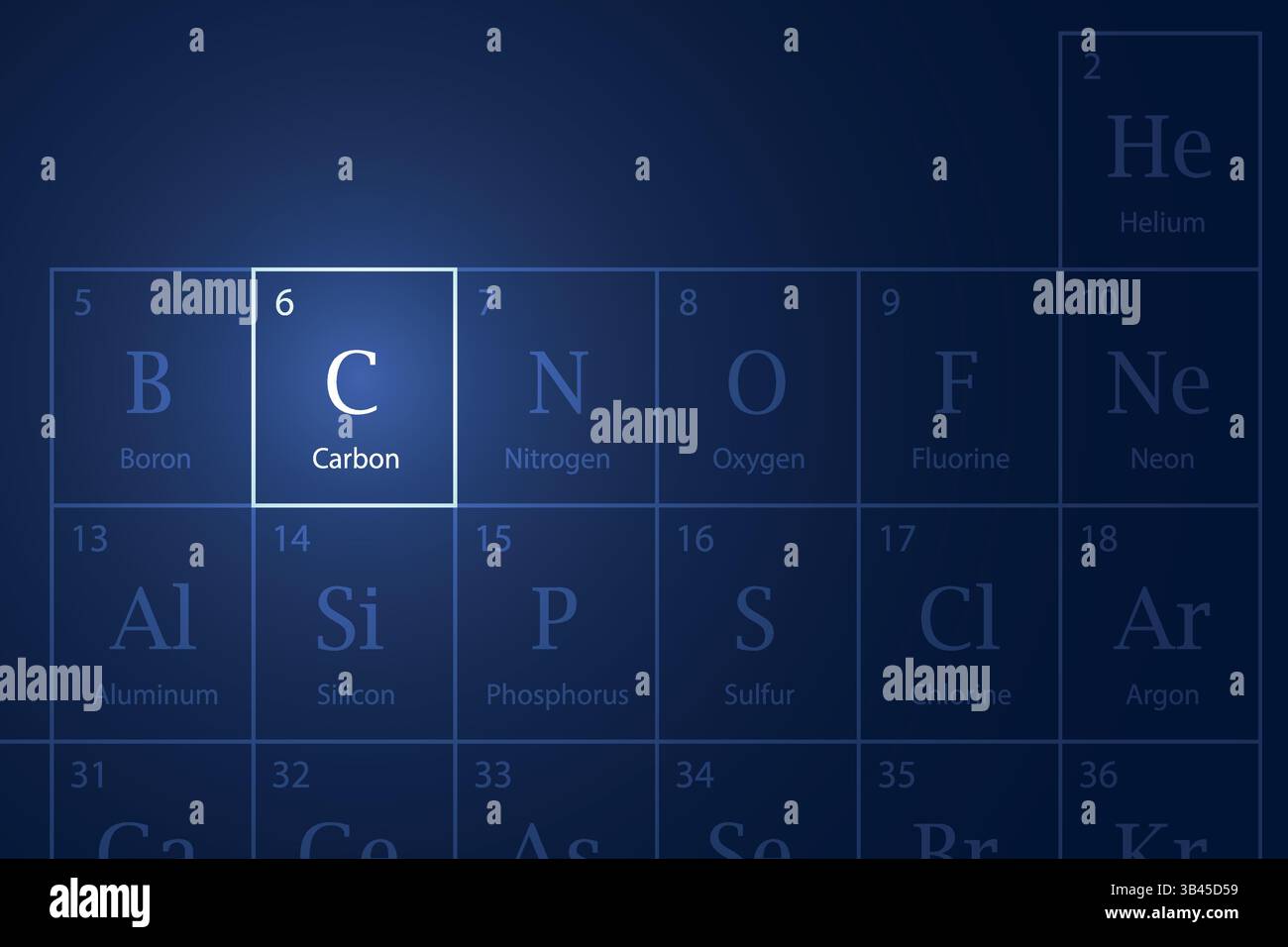 Carbon highlighted element in periodic table with glowing effect Stock ...