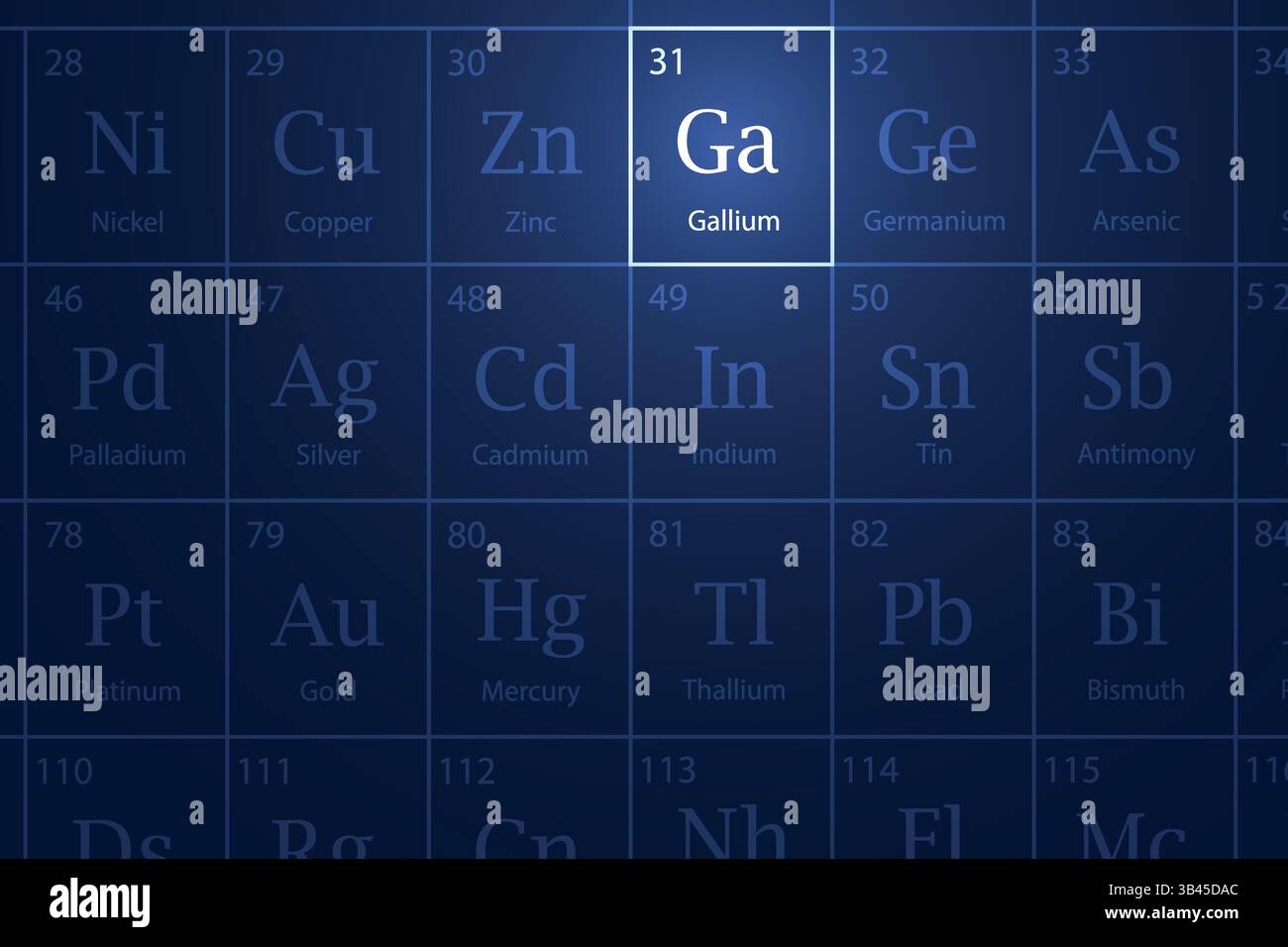 Gallium highlighted element in periodic table with glowing effect Stock ...