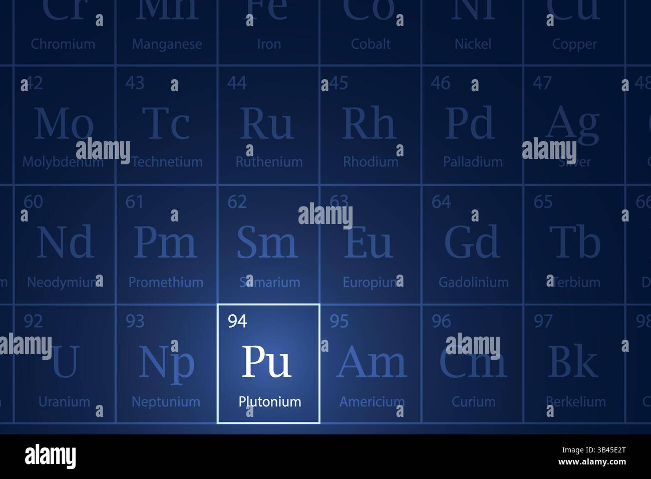 Plutonium highlighted element in periodic table with glowing effect ...