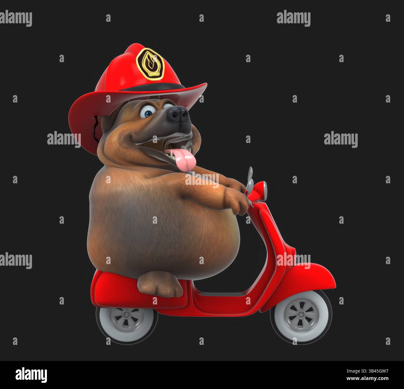 Fun 3D cartoon firefighter dog Stock Photo - Alamy