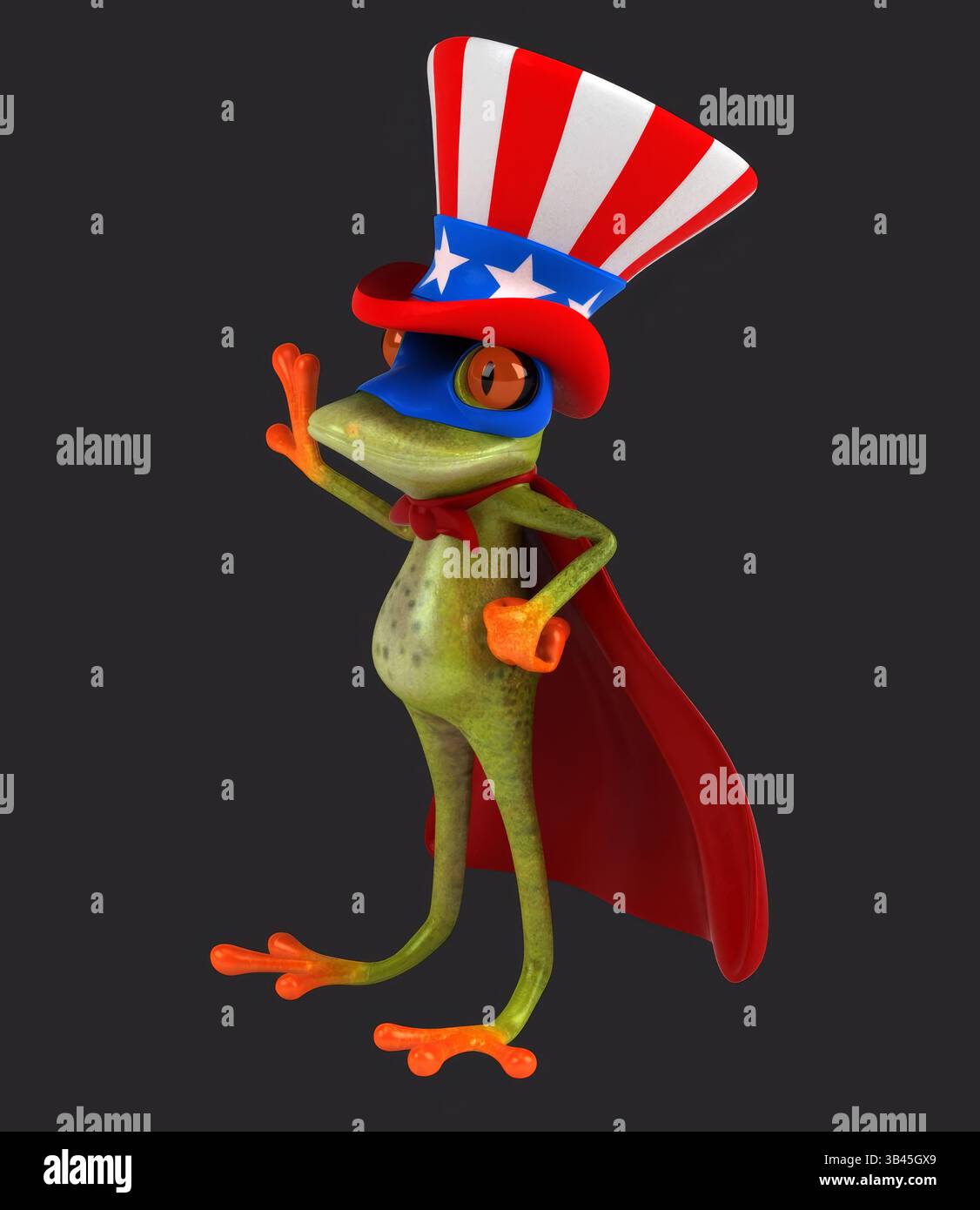 Fun 3D cartoon frog with an uncle sam hat Stock Photo - Alamy