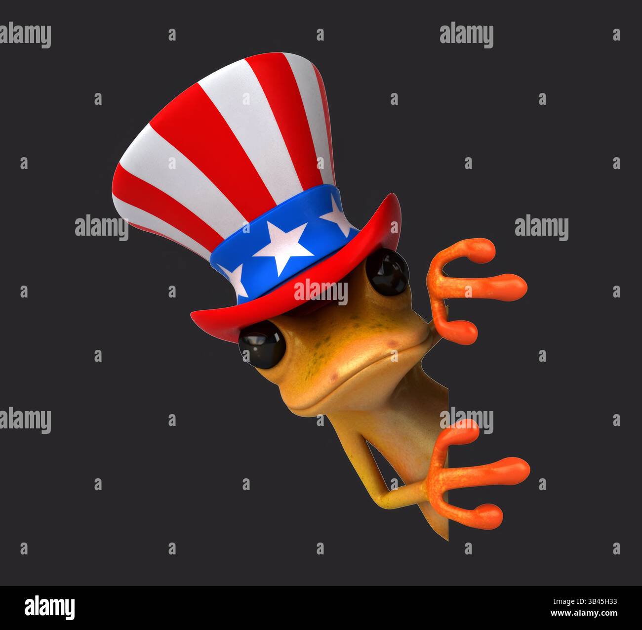 Fun 3D cartoon frog with an uncle sam hat Stock Photo - Alamy