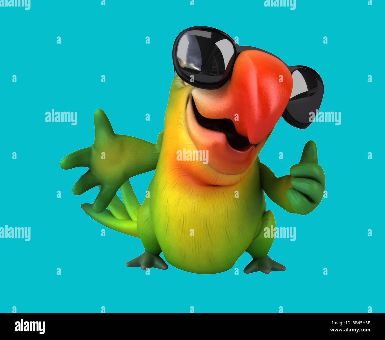 Fun 3d cartoon parrot waving Stock Photo - Alamy